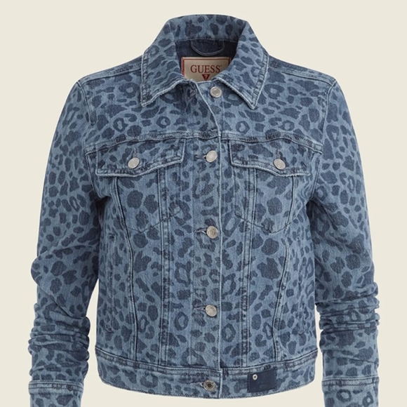 Guess | Jackets & Coats | Guess Leopard Print Trucker Jacket | Poshmark